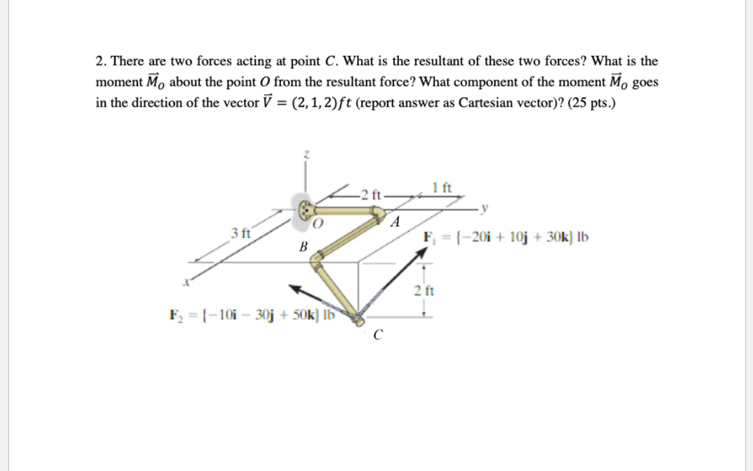 Solved 2. There are two forces acting at point C. What is | Chegg.com