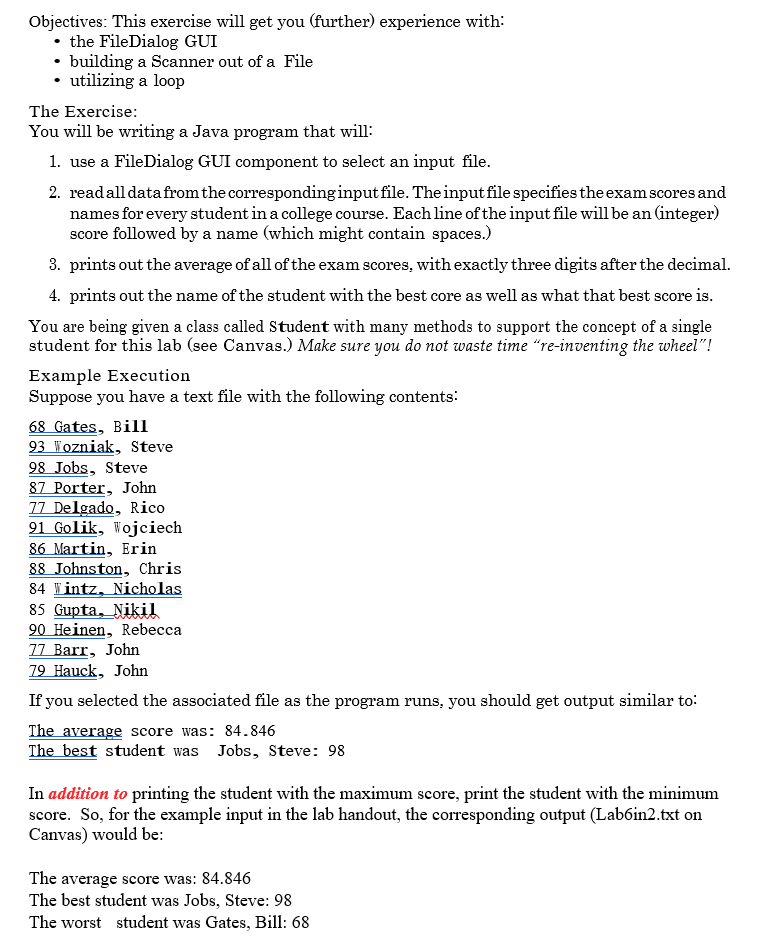 Solved Here is the photo of Student.java. Can you please do | Chegg.com