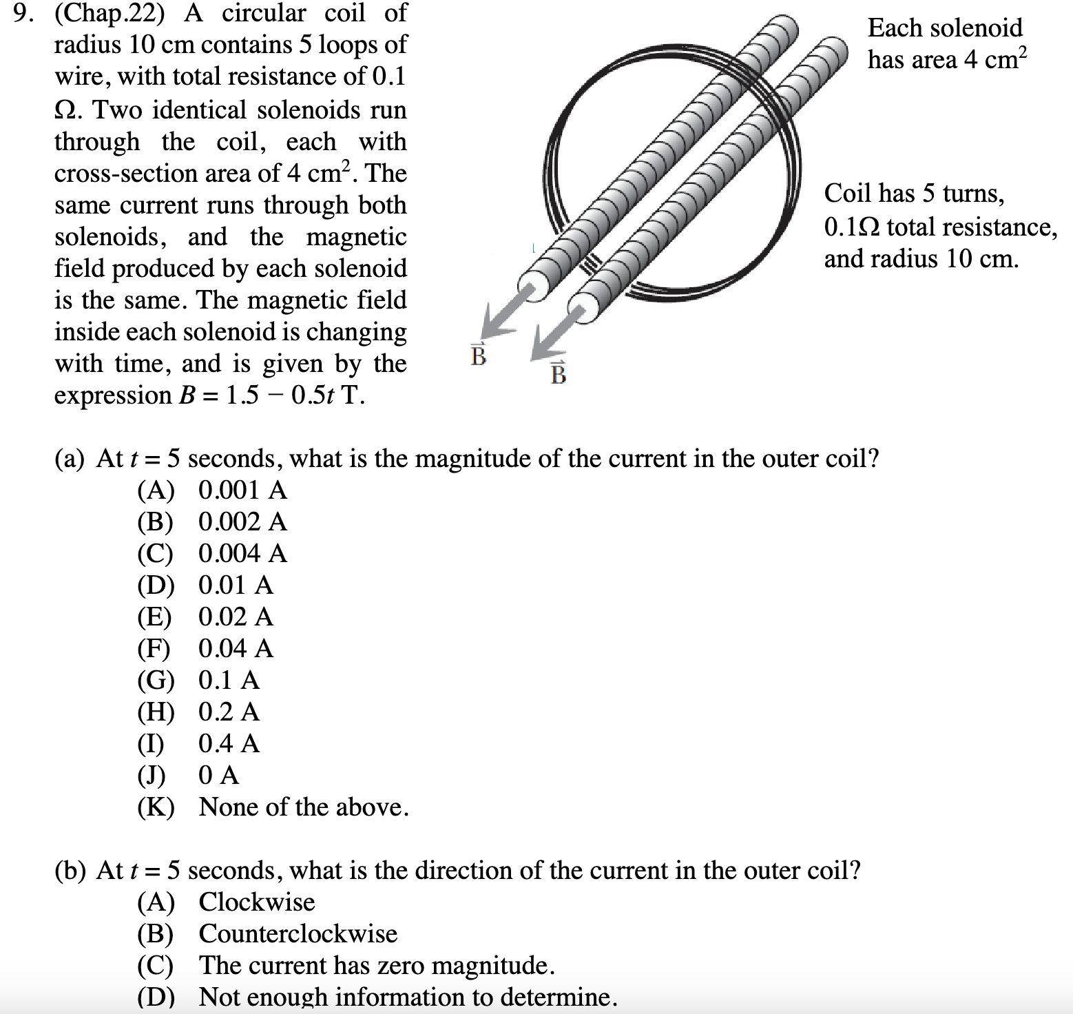 Solved (Chap.22) A circular coil of Each solenoid radius 10 | Chegg.com