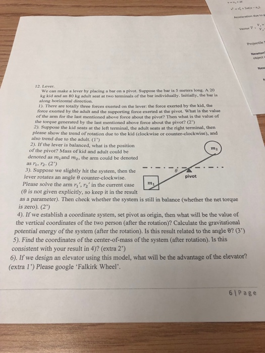 Solved we can make a lever by placing a bar on a pivot | Chegg.com