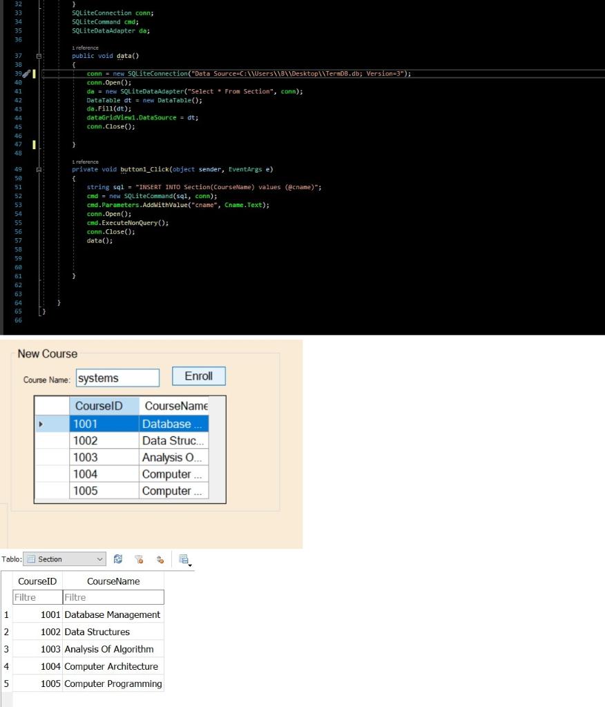 Solved I show the data I get from the sqlite database on the | Chegg.com