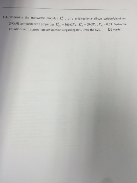 Solved Determine The Transverse Modulus E T C Of A