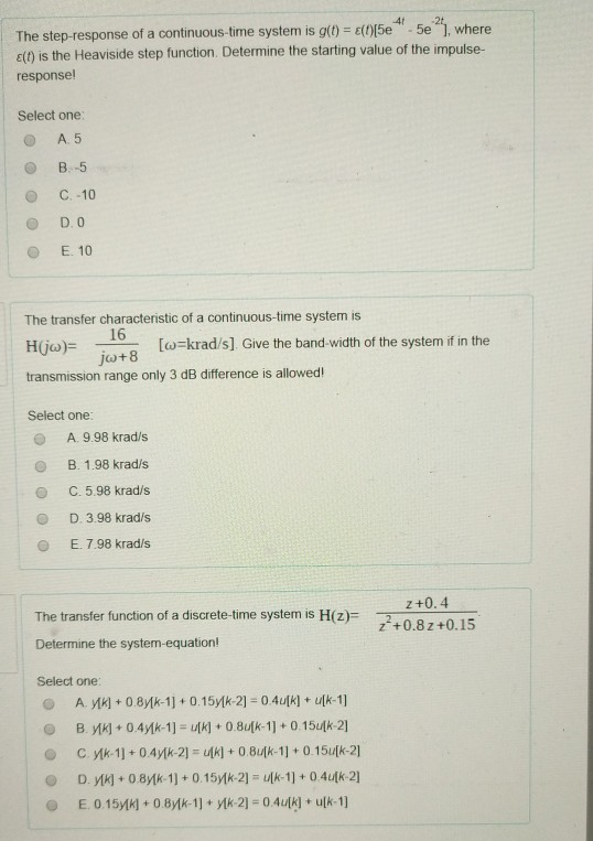 Solved The step-response of a continuous-time system is g(t) | Chegg.com