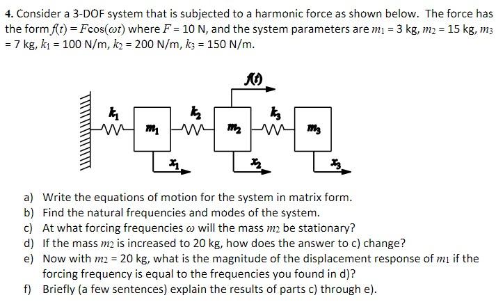 Solved 4. Consider a 3-DOF system that is subjected to a | Chegg.com