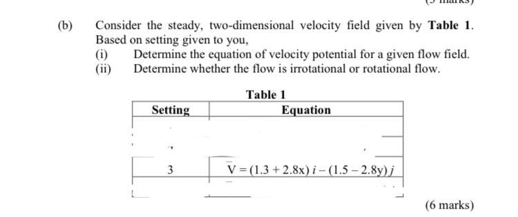 Solved (b) Consider the steady, two-dimensional velocity | Chegg.com
