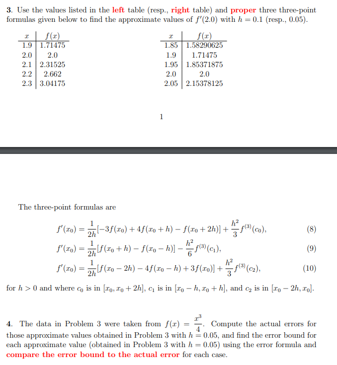 3. Use the values listed in the left table (resp., | Chegg.com