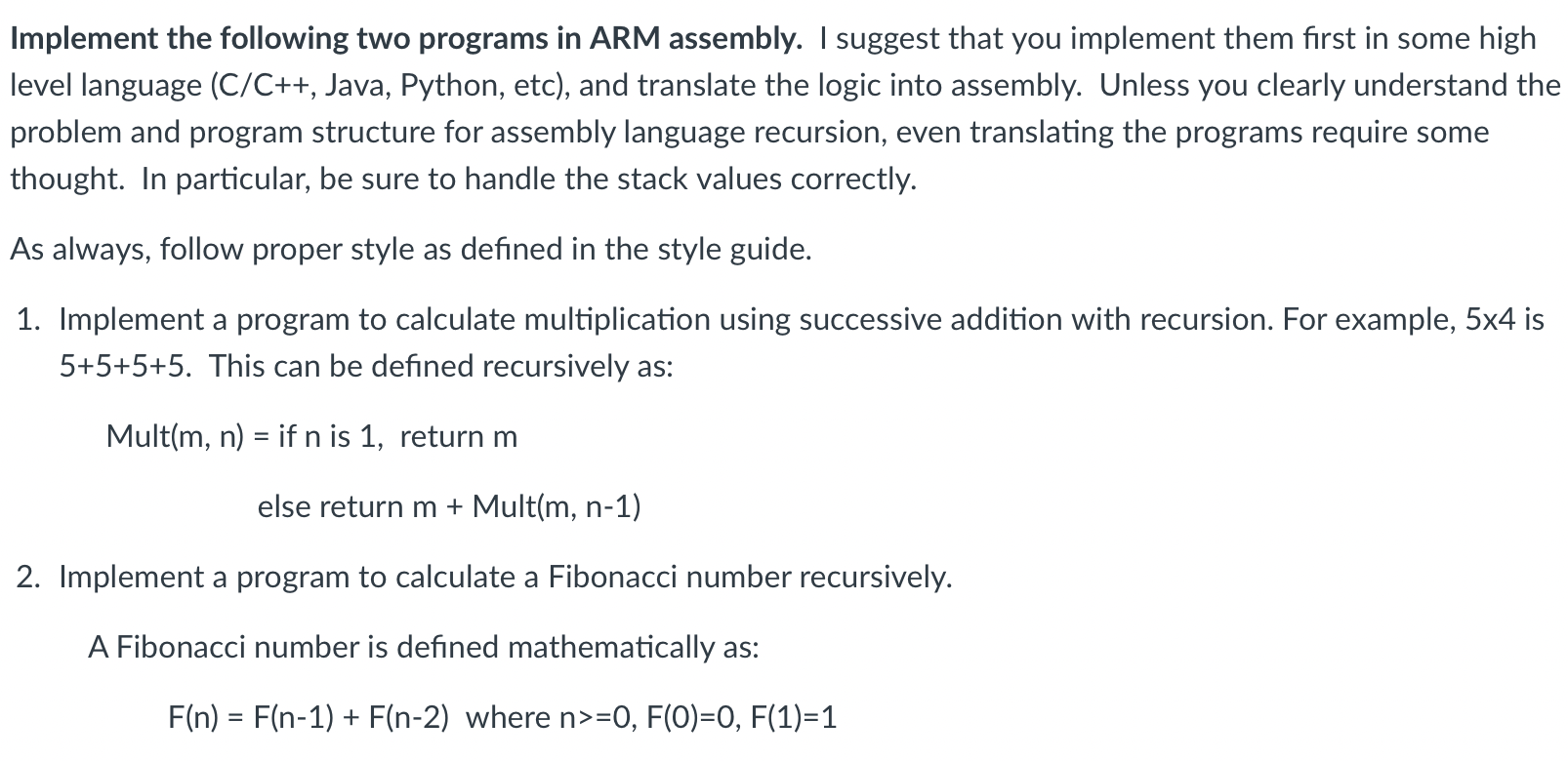 Solved Implement the following two programs in ARM assembly. | Chegg.com