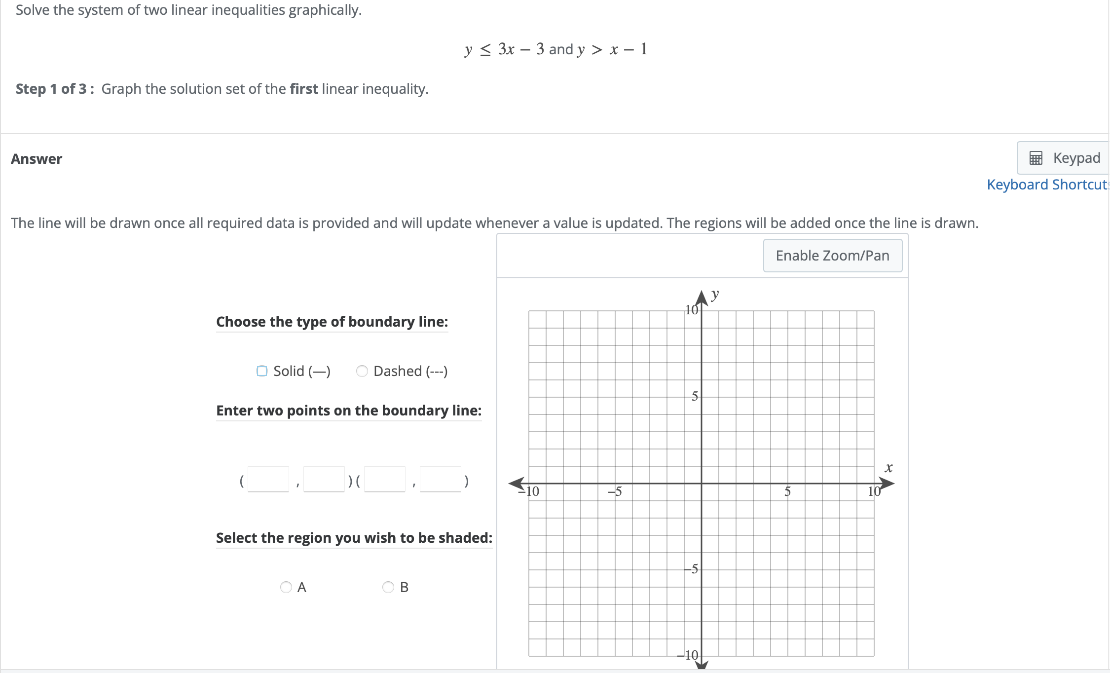 Solved Solve the system of two linear inequalities | Chegg.com