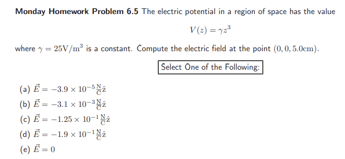 Solved The electric potential in a region of space has the | Chegg.com