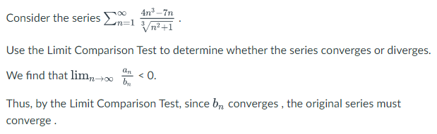 Solved Use the Limit Comparison Test to determine whether | Chegg.com