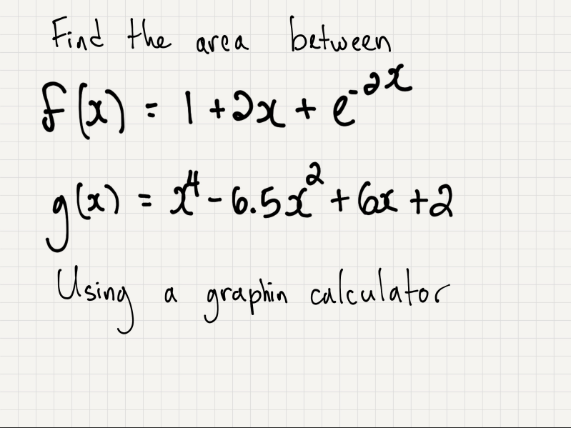 Solved Find the area between 2 f(x) = 1+2x+ pot gla)=€ Using | Chegg.com