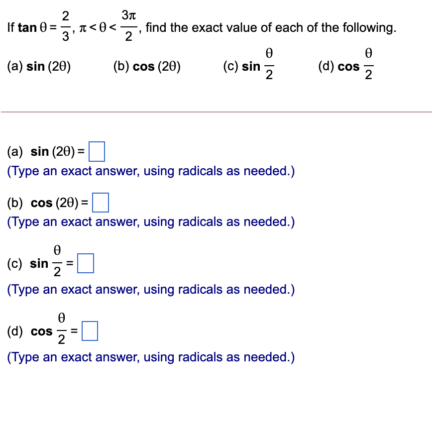Solved 2 Зл If tan = , « | Chegg.com