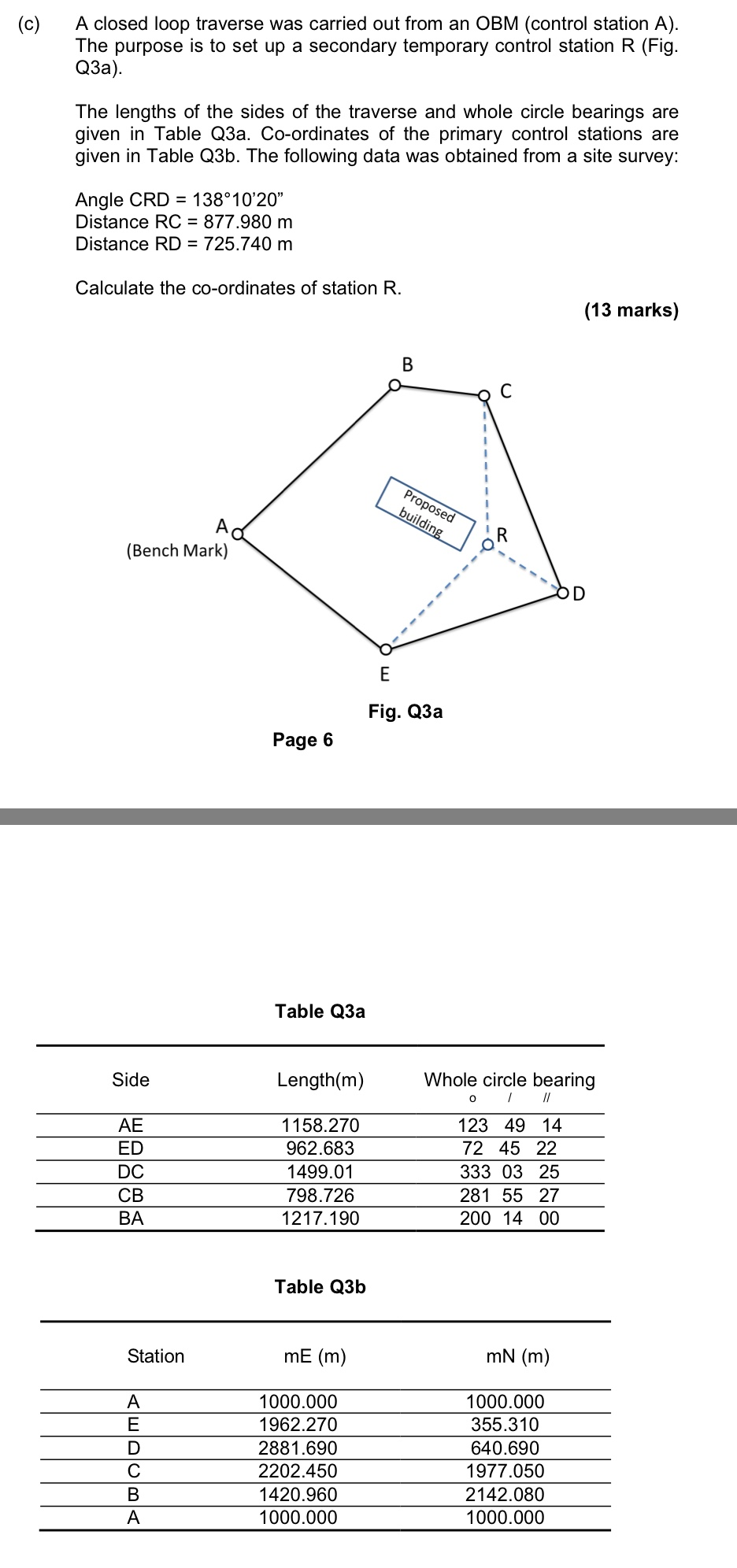 Solved (c) A closed loop traverse was carried out from an | Chegg.com