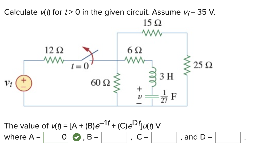 Solved Calculate v(t) for t>0 in the given circuit. Assume | Chegg.com