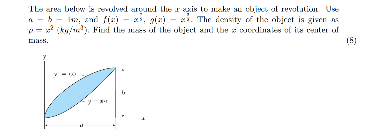 Solved The area below is revolved around the x axis to make | Chegg.com