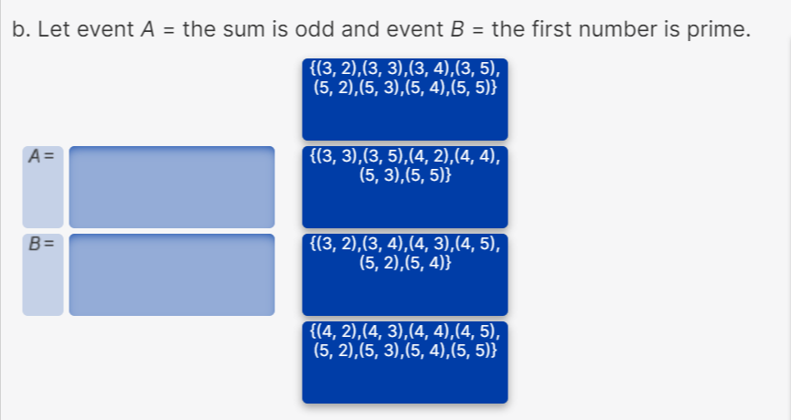 Solved The sample space S is all the ordered pairs of two | Chegg.com