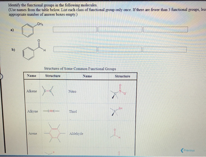 Solved Identify the functional groups in the following | Chegg.com