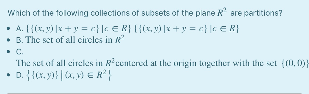 Solved Which of the following collections of subsets of the | Chegg.com