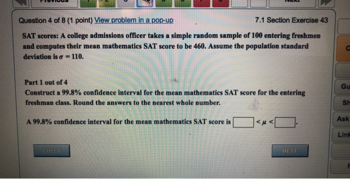 Solved Question 4 of 8 (1 point) View problem in a pop-up | Chegg.com