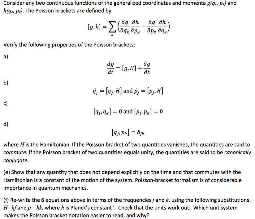 Solved e) find [H,H] = 0 when dH/dt =0 H to E = | Chegg.com