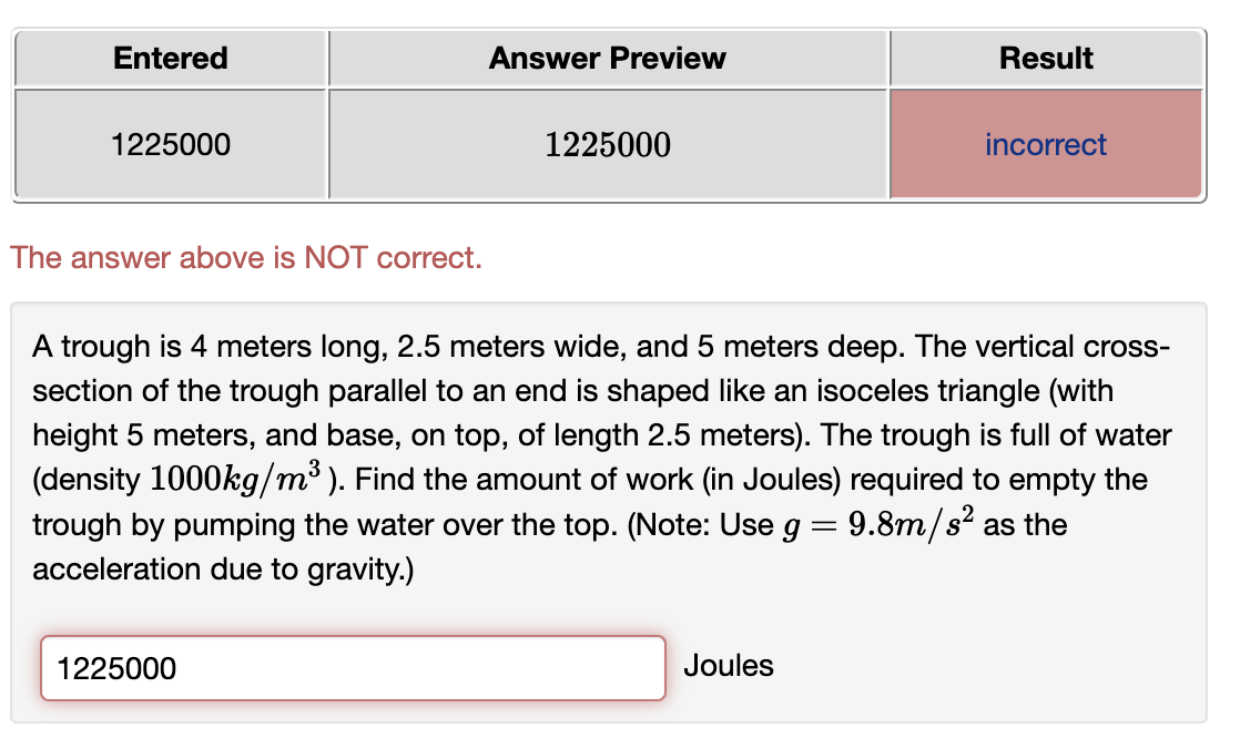 Solved A trough is 4 meters long, 2.5 meters wide, | Chegg.com