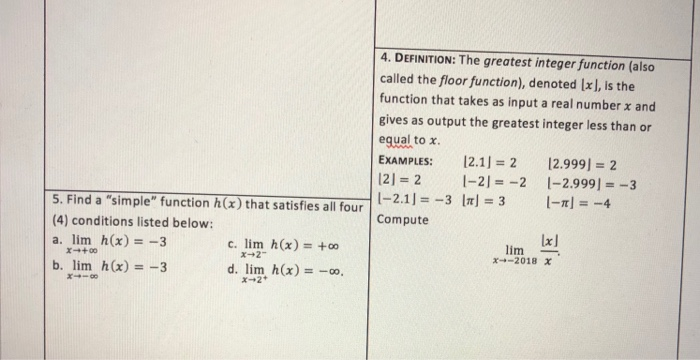 Greatest Integer Function Examples