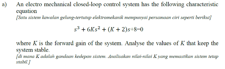 Solved a) An electro mechanical closed-loop control system | Chegg.com