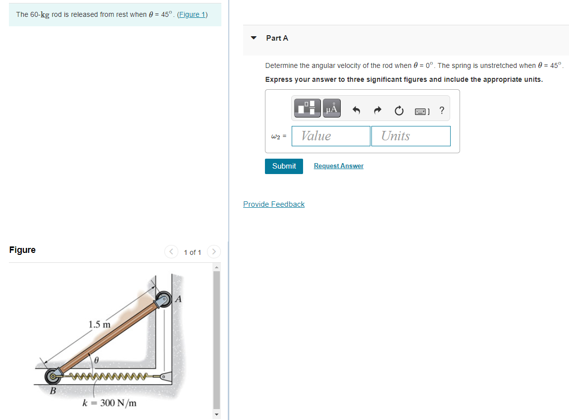 Solved The 60-kg rod is released from rest when 0 = 45°. | Chegg.com