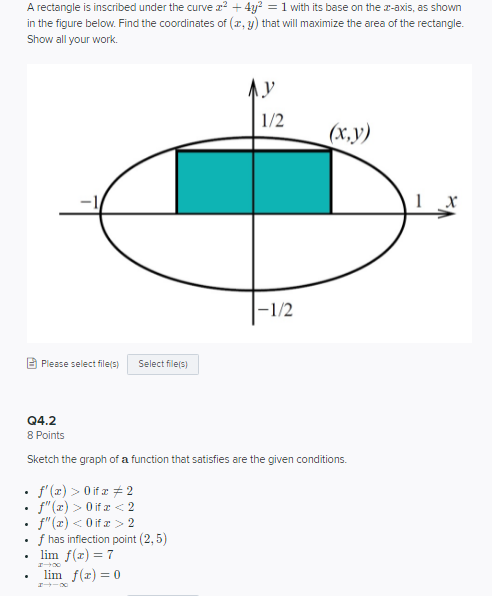 Solved A rectangle is inscribed under the curve 22 + 4y = 1 | Chegg.com
