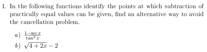 Solved 1. In the following functions identify the points at | Chegg.com