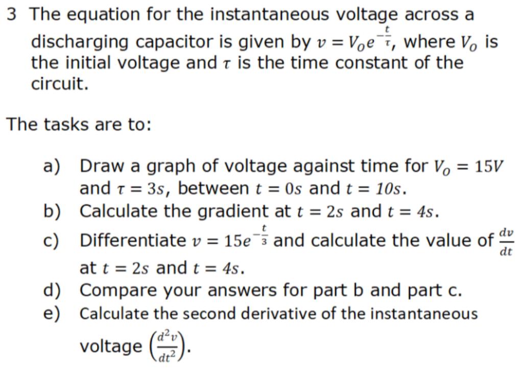 Solved 3 The equation for the instantaneous voltage across a | Chegg.com