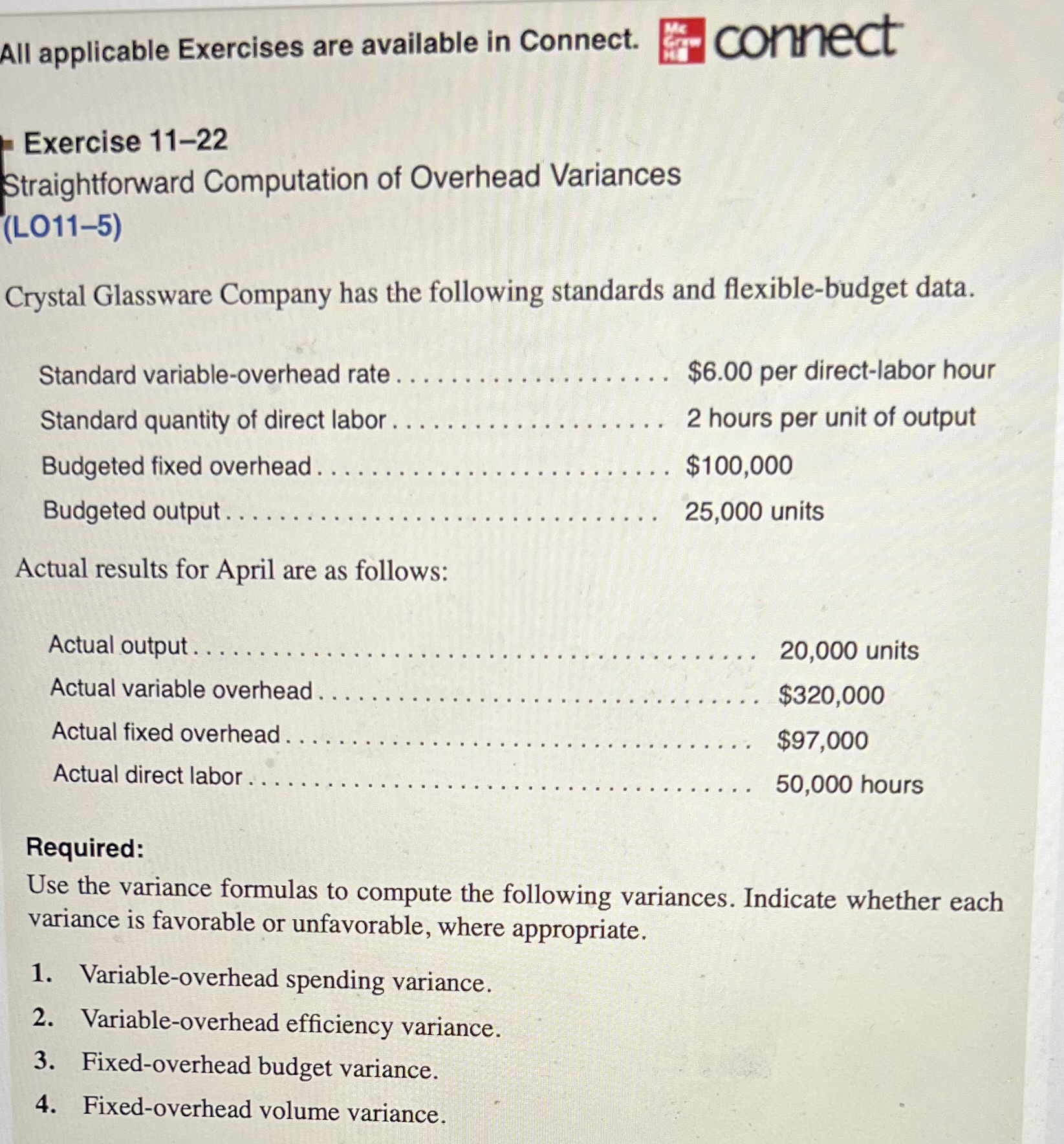 Exercise 11-22Straightforward Computation of Overhead | Chegg.com