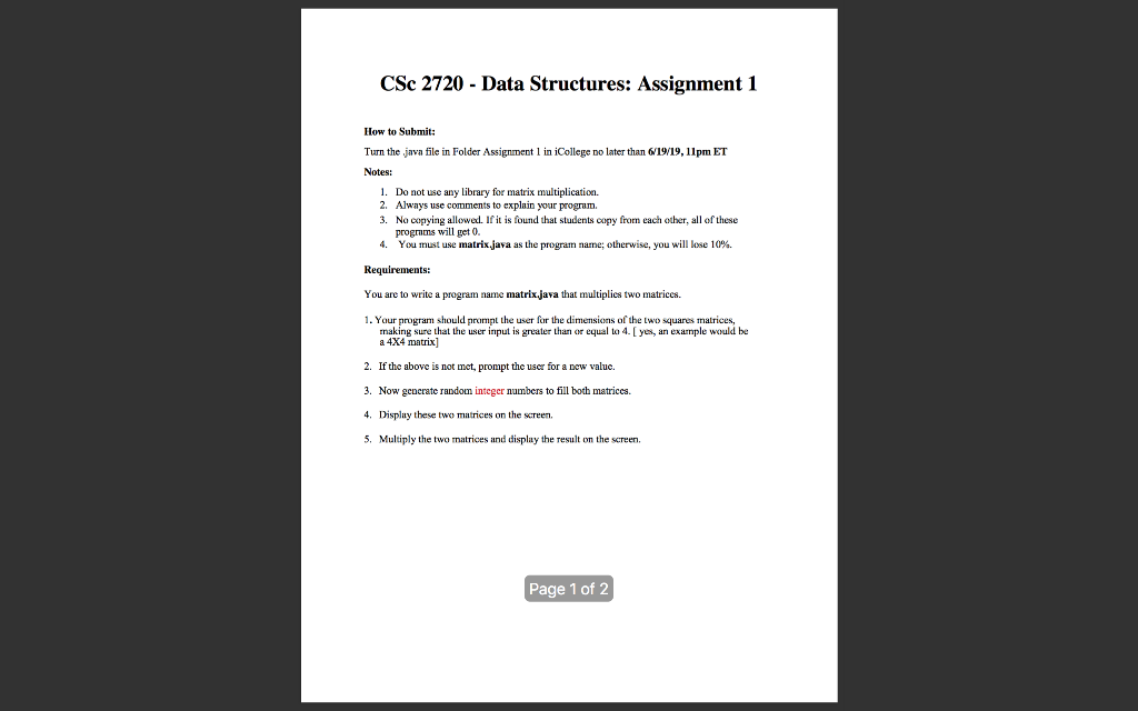 Solved CSc 2720 Data Structures: Assignment 1 How to Submit | Chegg.com