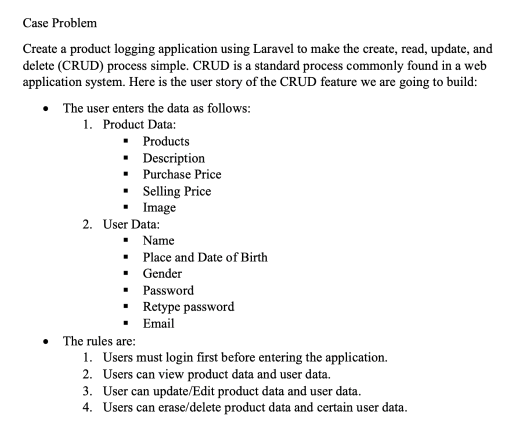 Solved Case Problem Create a product logging application | Chegg.com