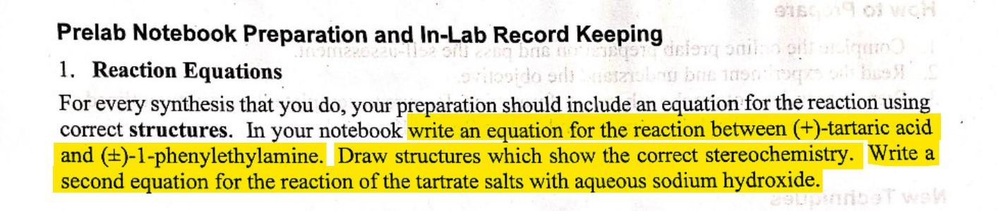 Solved 991903 Prelab Notebook Preparation and In-Lab Record | Chegg.com