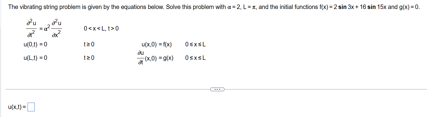 Solved The Vibrating String Problem Is ﻿given By ﻿the