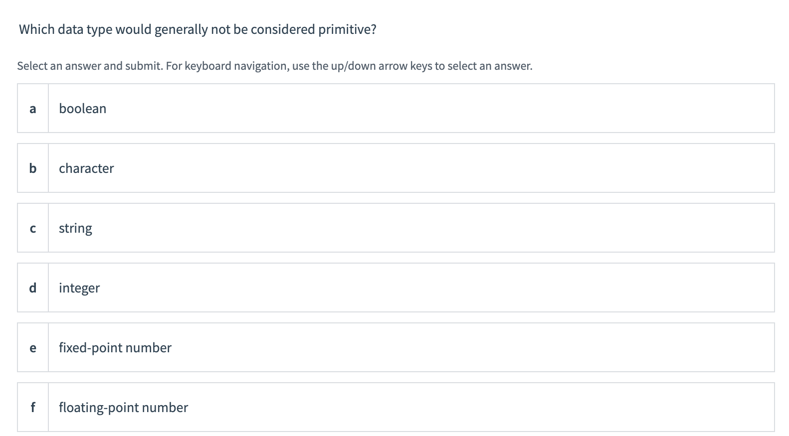 Solved Which data type would generally not be considered | Chegg.com