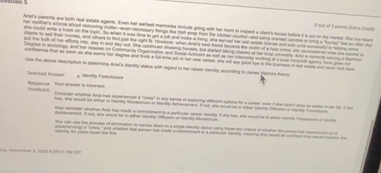 Solved choose option. A-identity moratorium, b-identity | Chegg.com