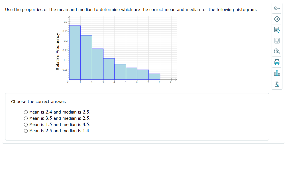 Solved Use the properties of the mean and median to | Chegg.com