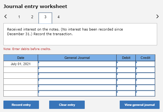 Solved Journal entry worksheet Accrued interest on the | Chegg.com