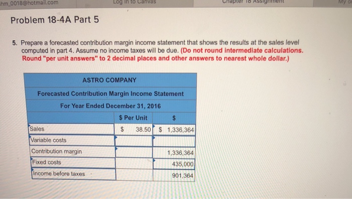Solved Problem 18-4A Break-even analysis; income targeting | Chegg.com