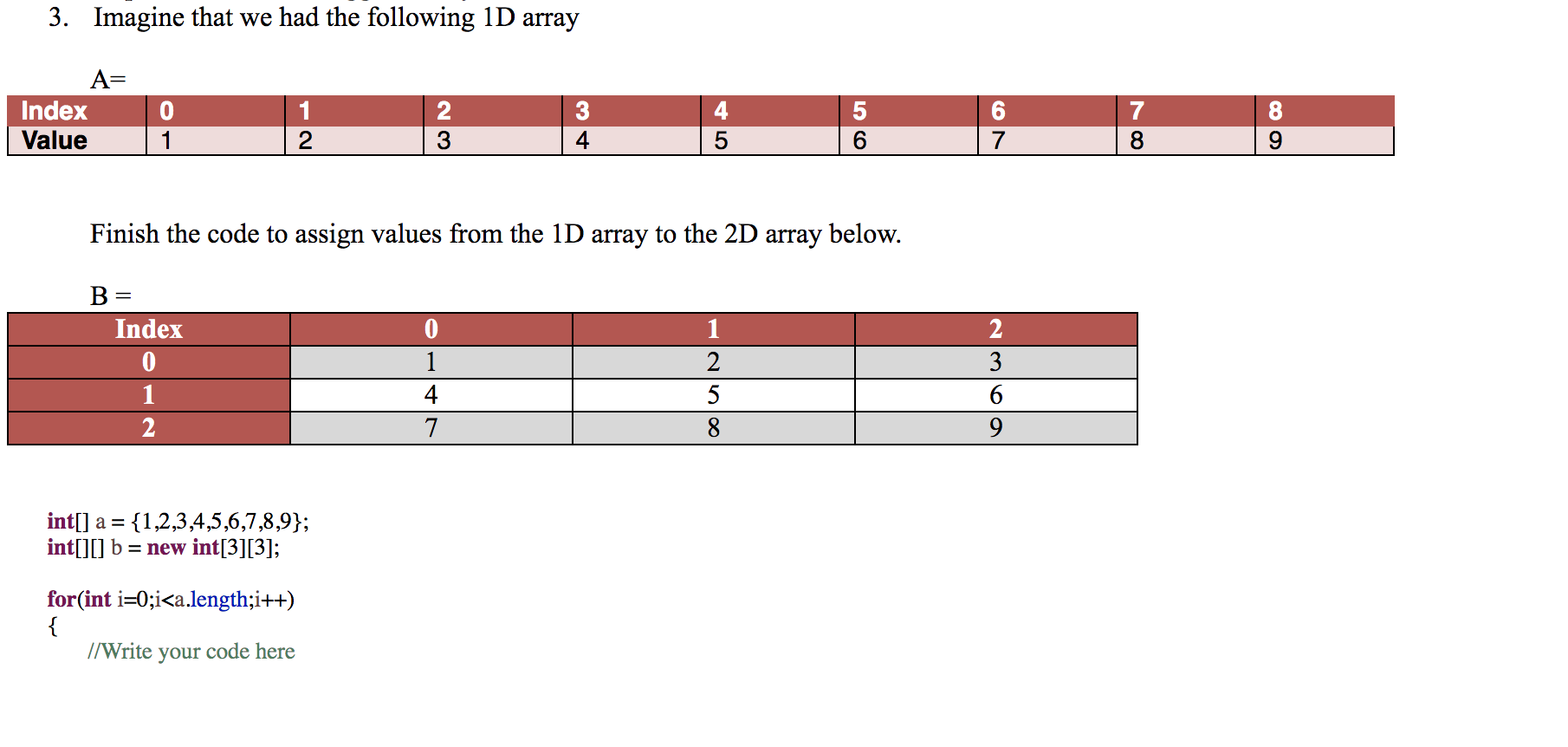 Solved 3. Imagine that we had the following 1D array A= 2 | Chegg.com