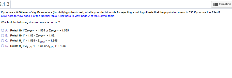 Solved Question If you use a 0.06 level of significance in a | Chegg.com