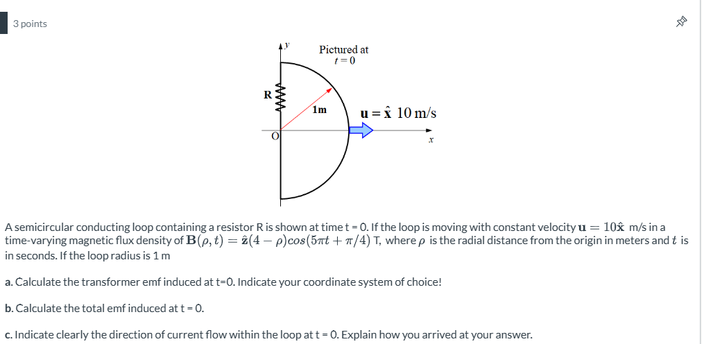 Solved A semicircular conducting loop containing a resistor | Chegg.com