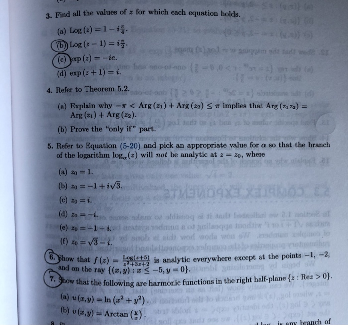 Solved 3. Find all the values of z for which each equation | Chegg.com