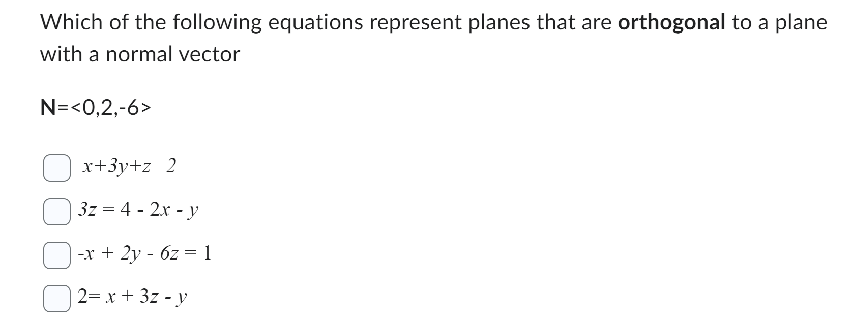 Solved Which of the following equations represent planes | Chegg.com