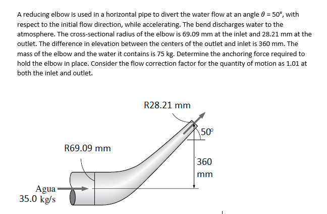 Solved A reducing elbow is used in a horizontal pipe to | Chegg.com
