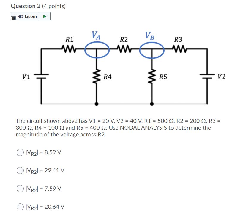 Solved R2 w 11 R1 R3 R4 w R6 W V1 12 R5 13 R7 V2 For the | Chegg.com