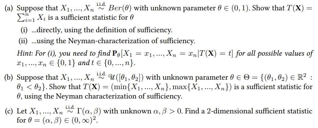 Solved (a) Suppose that X1,…,Xn∼ i.i.d. Ber(θ) with unknown | Chegg.com