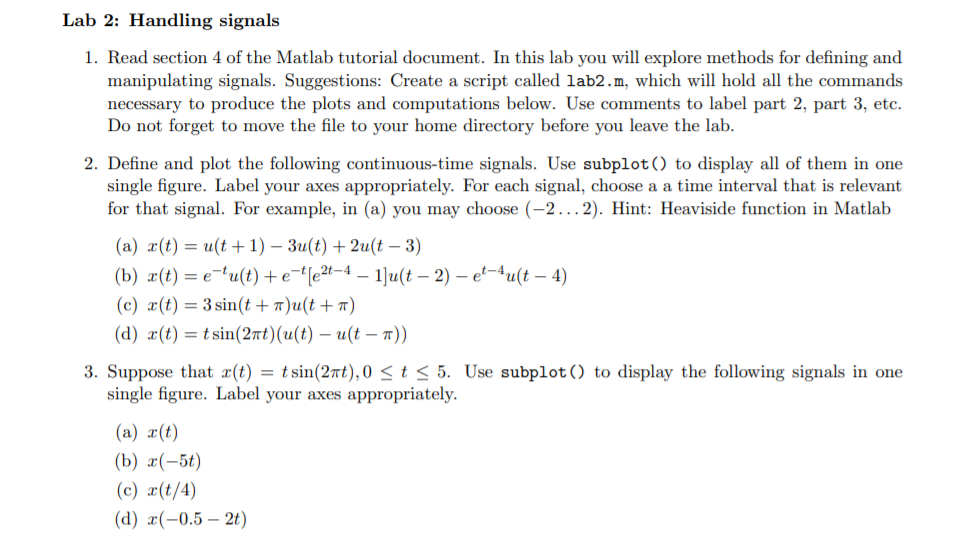 Solved Lab 2: Handling signals 1. Read section 4 of the | Chegg.com